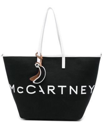Stella McCartney sac à main à logo imprimé - Noir