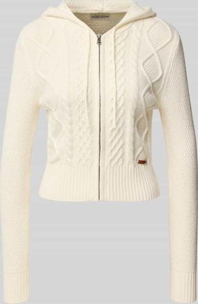 Guess Slim Fit Strickjacke aus Baumwoll-Woll-Mix mit Zopfmuster