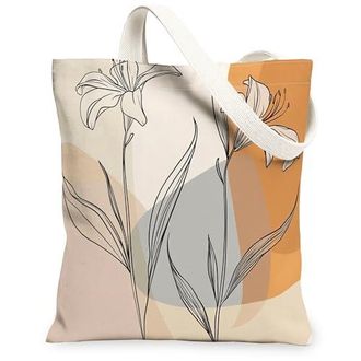 Generic Sac fourre-tout en toile pour le shopping 33 x 38 cm, motif floral r&eacute;tro du milieu du si&egrave;cle, sac d&eacute;picerie r&eacute;utilisable pour femme, amusant et funky,