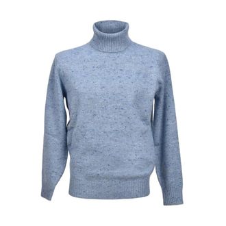 Brunello Cucinelli Homme, Pulls, Bleu, Taille: XL Pull en laine avec finitions c&ocirc;tel&eacute;es