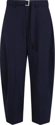 sacai Woll Anzug Hose Mit G&uuml;rtel - - Trousers - Damen - Schwarzk - S