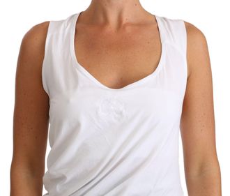 Roberto Cavalli Womens White Top Tank Cavalli T-Shirt Jersey Cotton