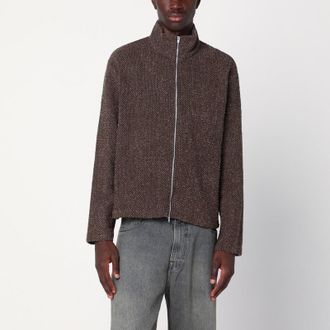 Our Legacy Brown textured zip-up jacket