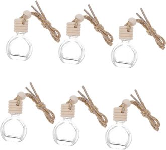 SOLUSTRE 6 Stück Teiliges Auto Parfümflaschen aus Transparentem Glas Kompakt und Leicht mit Goldfarbenem Aufhängeseil Wiederbefüllbare Duftspender für Aromathe