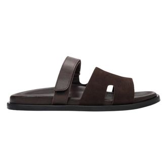 Estro & Luminara Femme, Chaussures, Brun, Taille: 35 EU Sandales Slides en Velours et Cuir