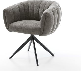 DELIFE Drehstuhl Jada-Flex Boucl&eacute; Soft Schlamm Kreuzgestell breit Schwarz 360&deg; drehbar Wippfunktion Taschenfederkern, Esszimmerst&uuml;hle