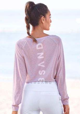 Elbsand Longsleeve ELBSAND Tira, Damen, Gr. XXL (44), lila (lila meliert), Jersey, Obermaterial: 50% Baumwolle, 50% Polyester, meliert, figurumspielend h&uuml;ftla