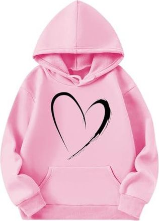 Generic Sweat &agrave; capuche ample pour la Saint-Valentin 2026 avec imprim&eacute; pour un pull confortable, rose, XXL