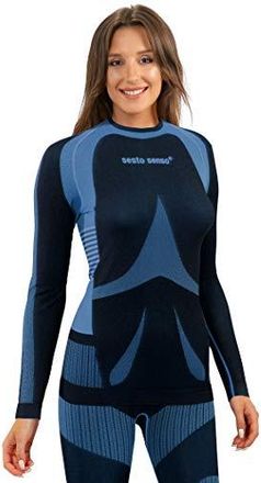 Sesto Senso Femme sous-Vêtement Fonctionnel Maillot de Corps à Manches Longues Couche de Base S Bleu