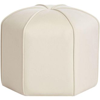 Beliani Beliani - Pouf Rond de Chambre Salon Moderne Repose-Pieds en Velours Beige Clair Wishek
