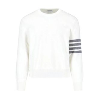 Thom Browne Cotton Crepe 4-Bar Milano Stitch Pullover - - Knitwear - Herren - Wei&szlig; - XL