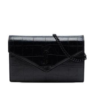 Saint Laurent Portefeuille sur cha&icirc;ne Pre-owned - Femme - Pre-owned - Noir - Taille: ONE Size