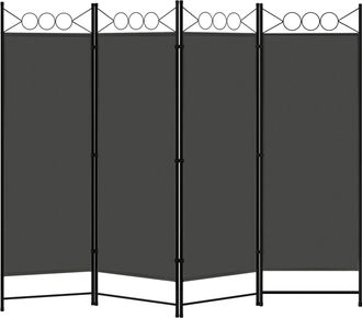 Woltu Paravent 4 Teilig 223 x 172 cm, Raumteiler klappbar freistehend Sichtschutz, Raumtrenner innen Outdoor Garten Balkon Büro, Dunkelgrau