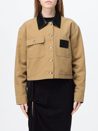 Balenciaga Hemdjacke aus Baumwolle mit Lederkragen