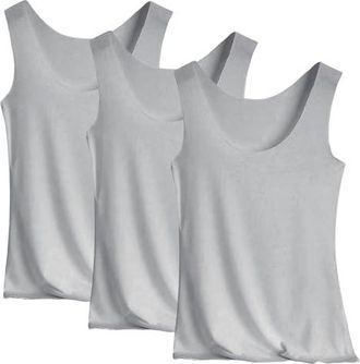 Generic Lot de 3 d&eacute;bardeurs basiques pour femme - Noir - D&eacute;bardeur de sport pour femme - Avec soutien-gorge int&eacute;gr&eacute; - Gilet sans manches - &Eacute;lastique - Camisol