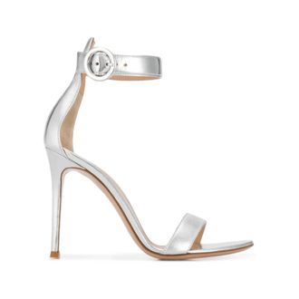 Gianvito Rossi Silberfarbene Leder Stiletto Sandalen - - Shoes - Damen - Grau - 38 1/2 EU