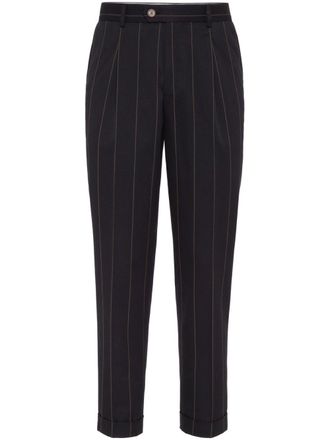 Brunello Cucinelli Gestreifte Tapered-Hose - Schwarz