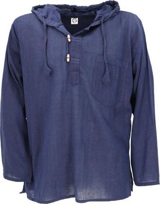 Guru Shop Guru-Boutique, Chemise N&eacute;palaise, Sweatshirt Hippie Goa, Yaashirt, Bleu, Lecoton, Size:XL, Des Chemises