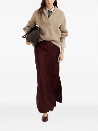 Brunello Cucinelli Cashmere English Rib-Knit Sweater - Beige