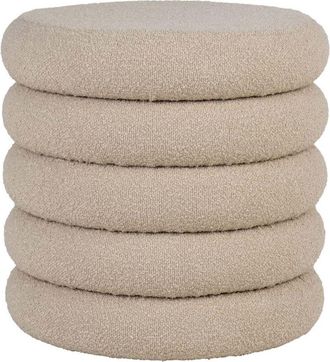 House Nordic House Nordic - Pouf coffre rond en tissu bouclette &oslash;44cm - Beige - brooklyn