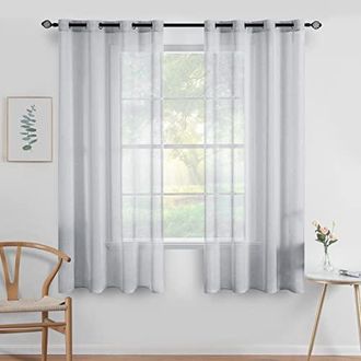 Miulee 2 Panneaux Couleur Pure Rideaux De Fen&ecirc;tre Transparents Lisse &Eacute;l&eacute;gant Panneaux Voile De Fen&ecirc;tre Draperies Traitement pour Chambre Salon Rideaux &agrave; Oeil