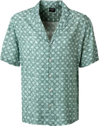 Strellson Herren Kurzarmhemd grün gemustert