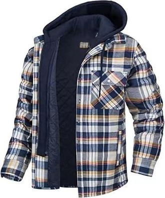 Generic Veste en flanelle pour homme avec capuche doubl&eacute;e Sherpa et polaire &agrave; carreaux avec fermeture &eacute;clair int&eacute;grale, 5, 5XL