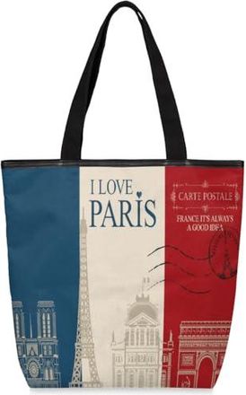 TropicalLife Grand sac &agrave; main &agrave; bandouli&egrave;re pour femme avec fermeture &eacute;clair et drapeau fran&ccedil;ais avec poign&eacute;e sur le dessus, couleur