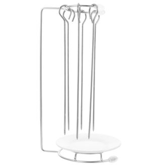 Lurrose Edelstahl-grillaufhänger Mit Spieße Gestell Für Grillspieße Halterung Zum Aufhängen Von Grillgut Spießset Für Kebabs Kompakt Und Tragbar Einfach Zu Re