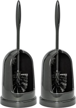 WENKO WC-Garnitur Standard Schwarz, clevere WC-B&uuml;rste mit hygienischem B&uuml;rstenkopf f&uuml;r zuverl&auml;ssige Reinigung, B&uuml;rstenhalter aus robustem Kunststoff, &Oslash; 14 x