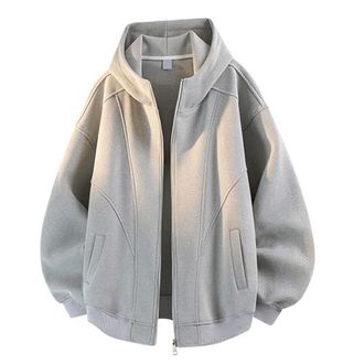 Generic Sweat &agrave; capuche en polaire thermique pour homme - Fermeture &eacute;clair int&eacute;grale - Pour le sport, la gym, lentra&icirc;nement, la rue, Cendr&eacute; clair, XXL