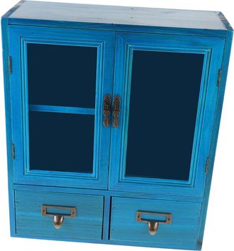 DOITOOL Vintage Hängeschrank aus Holz mit Doppelten Türen Rustikaler Wandschrank zur Wandmontage Platzsparender Aufbewahrungsschrank für Wohnzimmer Schlafzimm