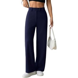 Generic Pantalon habill&eacute; taille haute large et droit pour femme - Pantalon extensible et d&eacute;contract&eacute; - Pantalon daffaires de travail - Pantalon de bureau 2026