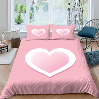 Generic Bettw&auml;sche 140x200 Rosa Wei&szlig;es Liebesherz Bettw&auml;sche-Sets Herzform Bettbezug mit Rei&szlig;verschluss 3D Weich Mikrofaser B&uuml;gelfrei Deckenbezug 140 x 200 mi
