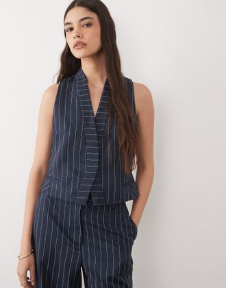 River Island Gilet de tailleur densemble &agrave; rayures - Bleu marine