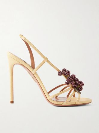 Aquazzura Sandales &Agrave; Brides Arri&egrave;re En Raphia &Agrave; Ornements Raspberry Punch 105 - Neutres