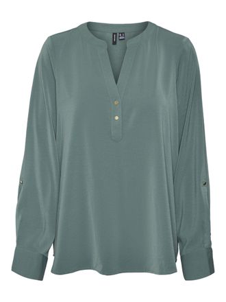 Vero Moda Damen Vmani Ls Top WVN Ga Noos Langarmshirt, Dark Forest, M