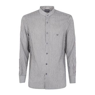 Emporio Armani Homme, Chemises, Multicolore, Taille: S Striped Band Collar Shirt