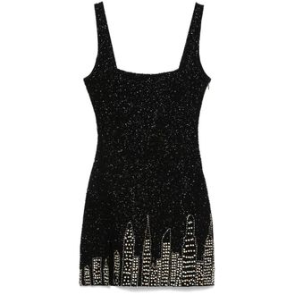 Staud Staud, Femme, Robes, Noir, Taille: 36 FR Robe noire sans manches avec perles et encolure carr&eacute;e