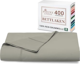 Pizuna Bettlaken ohne Gummizug Baumwolle 270x310 cm Silber, 400 Fadenzahl 100% Langstapel Baumwolle Bettlaken, Satinbindung Flachlaken Mit stilvollem 5 cm Sa