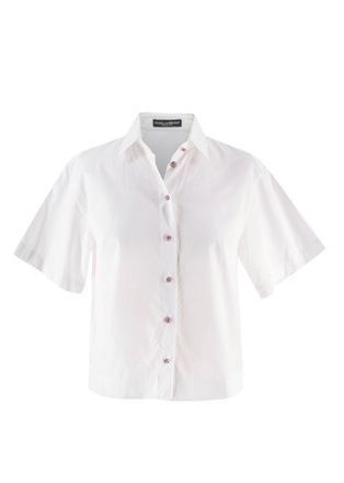 Dolce & Gabbana Embellished Button White Cotton Poplin Shirt Size XXS