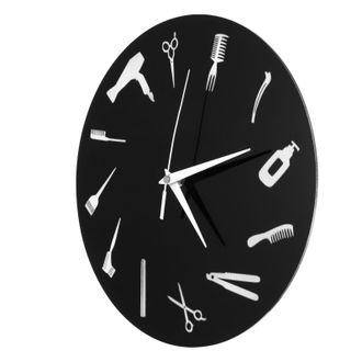 Holibanna Vintage Wanduhr aus Acryl mit Ger&auml;uschlosem Mechanismus Runde Dekoration f&uuml;r Friseursalons und Wohnzimmer Schwarze Schallplattenoptik