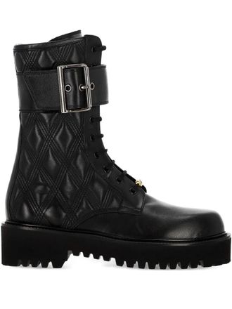 Valentino Garavani bottines en cuir à détail VLogo - Noir