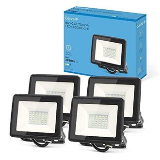 Garza 4er-Pack Basic 30W LED Strahler Au&szlig;en, 2700 Lumen, 6500K Kaltlicht, IP65, klein und leicht, 120&ordm; Winkel, Wand- oder Deckenmontage, regen- und staubbes