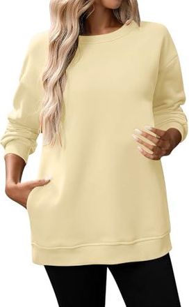 Generic Sweat à capuche noir uni pour femme sans cordes - Sweat-shirt sans capuche pour femme - Sweat à capuche uni pour lhiver - Vestes surdimensionnées avec
