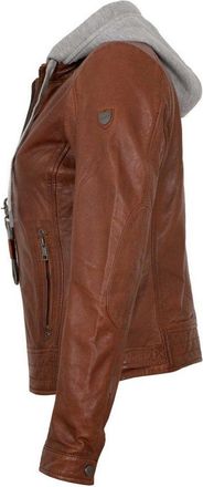 Mauritius Lederjacke MWAleni Mauritius - Damen Lederjacke Lammnappa Kapuze whisky
