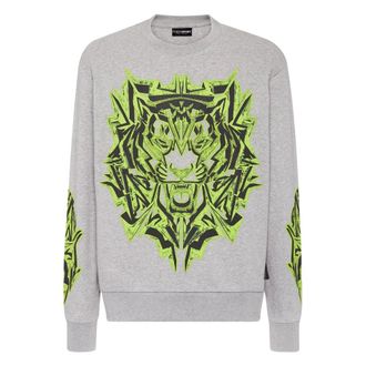 Plein Sport Homme, Sweatshirts et sweats &agrave; capuche, Gris, Taille: 2XL SweaT-shirt LS Thunder Tiger