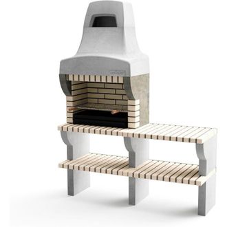 Movelar Movelar - Barbecue en B&eacute;ton Pr&eacute;fabriqu&eacute; avec tr&eacute;teau lat&eacute;ral Bailen Plus 1 (Beige, Gris - 165 x 58 x 58 cm) - Usage Ext&eacute;rieur