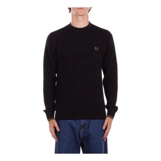 Fred Perry Homme, Sweatshirts et sweats à capuche, Noir, Taille: M Pull Noir avec Logo Manches Élastiques