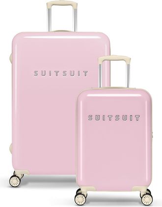 SuitSuit Kofferset 2 teilig - Handgepäck Koffer - Reisekoffer Groß - Koffer Leicht - Hartschalenkoffer mit TSA-Schloss - Fabulous Fifties Pink Dust